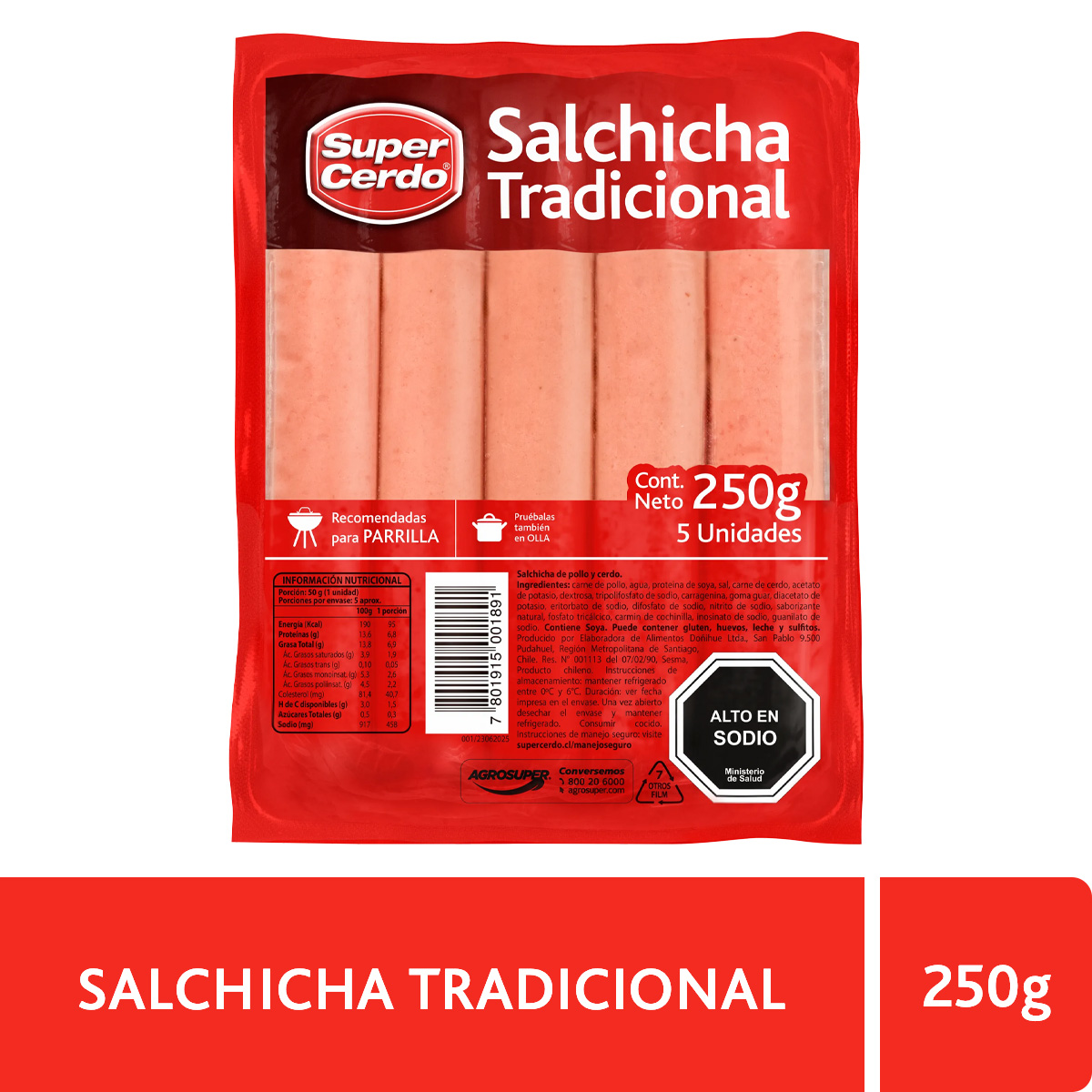 Salchicha Tradicional | Salchicha | Cecina | General | Agrosuper Ventas ...