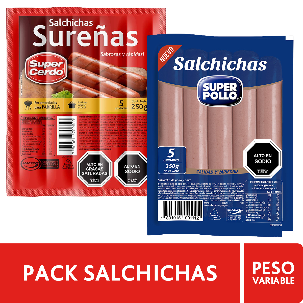 Pack Salchichas | Salchicha | Cecina | General | Agrosuper Ventas Online